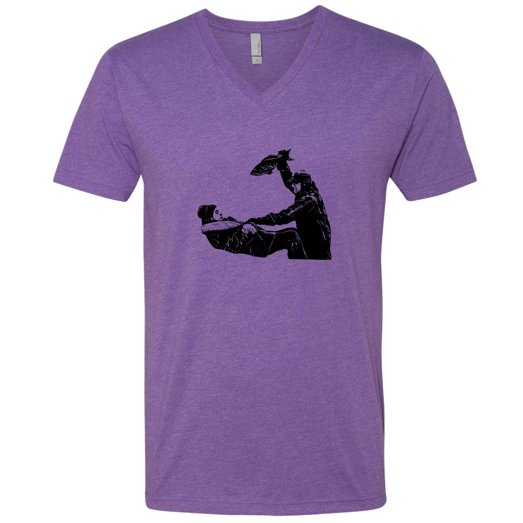 Fish Stabbing Grumpy Guys Minnesota V-Neck T-Shirt – Minnesota Awesome