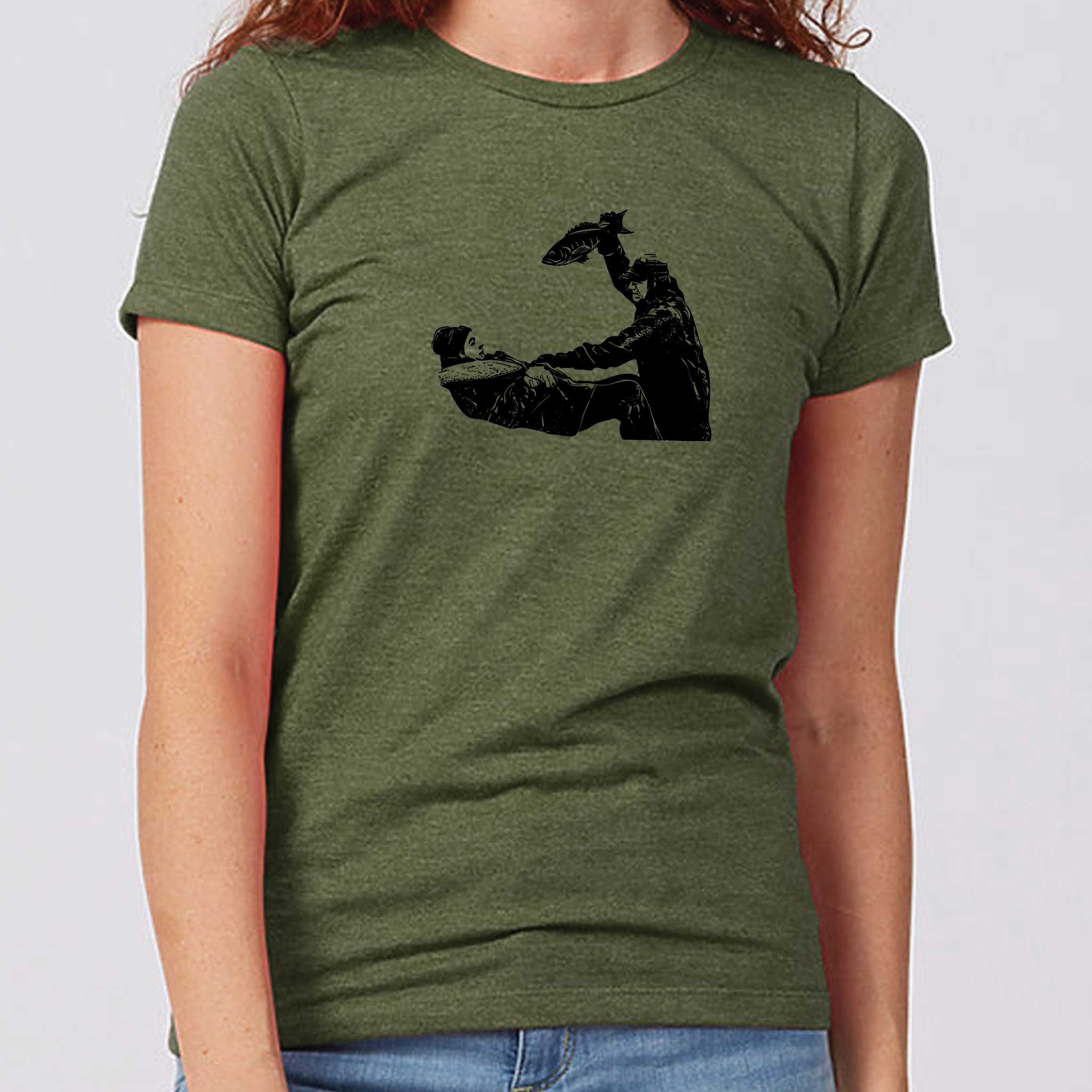 Fish Stabbing Grumpy Guys Minnesota Women's Slim Fit T-Shirt ...