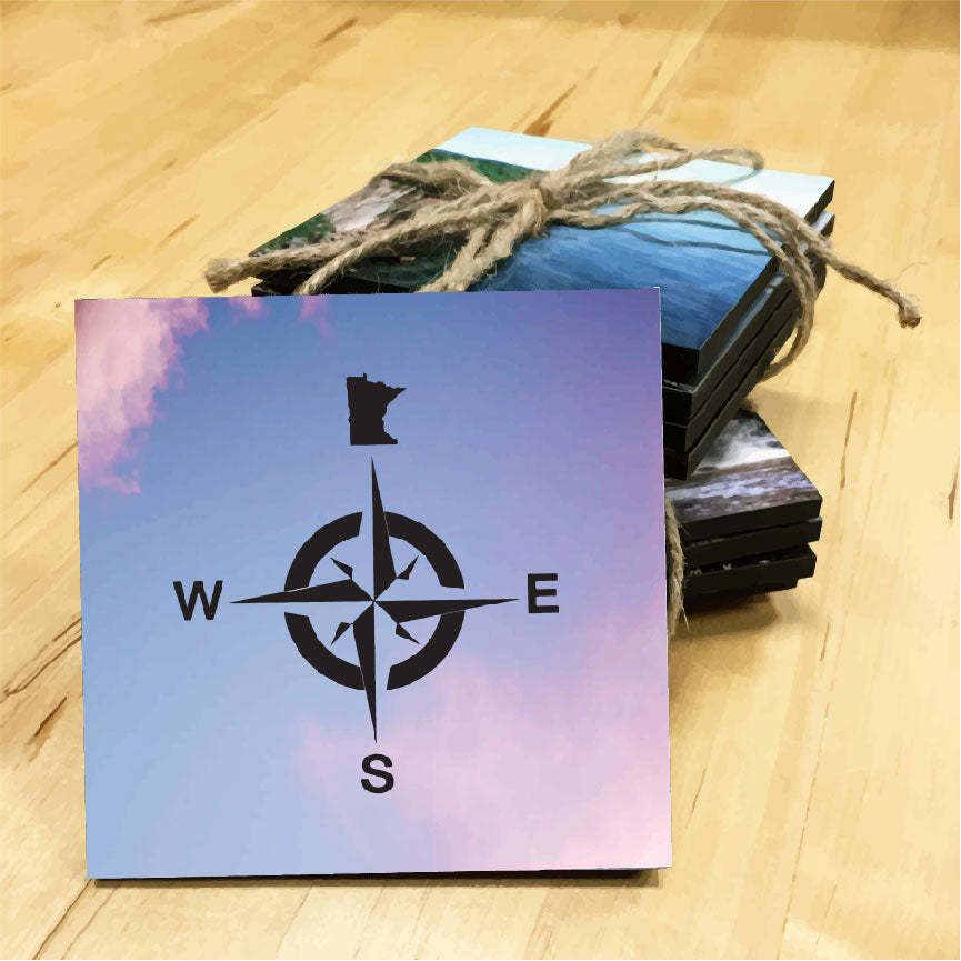 Minnesota Compass Wooden Coaster – Minnesota Awesome